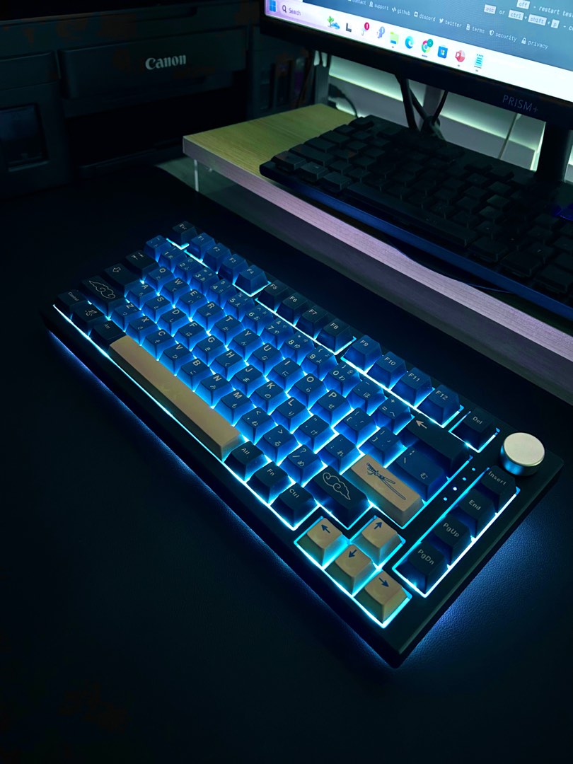 75% Custom Mechanical Keyboard (Blue Samurai Keycaps) - Fully modded - Tri mode, Computers ...