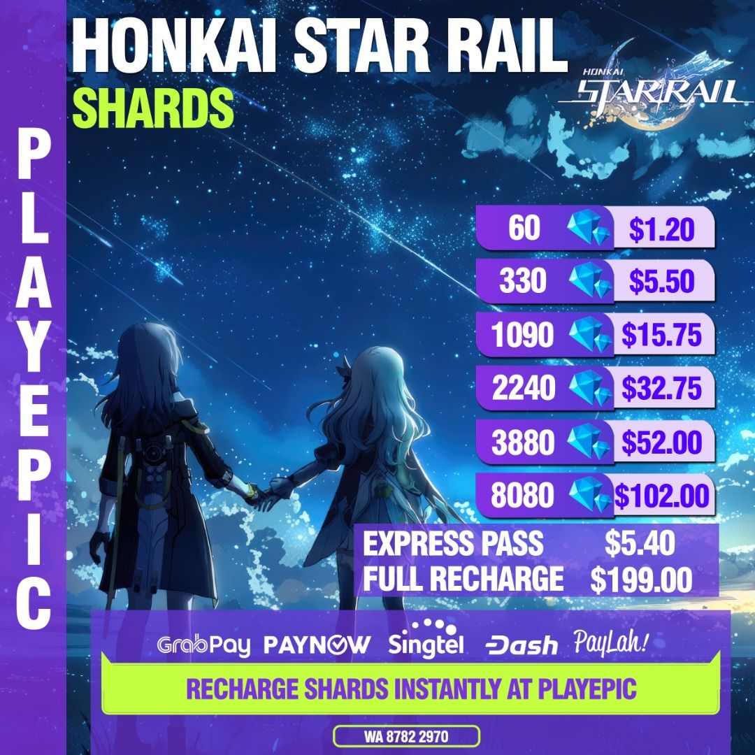 [8080 [$102] HONKAI Star Rail Oneiric Shards [Honkai Star Rail topup ...