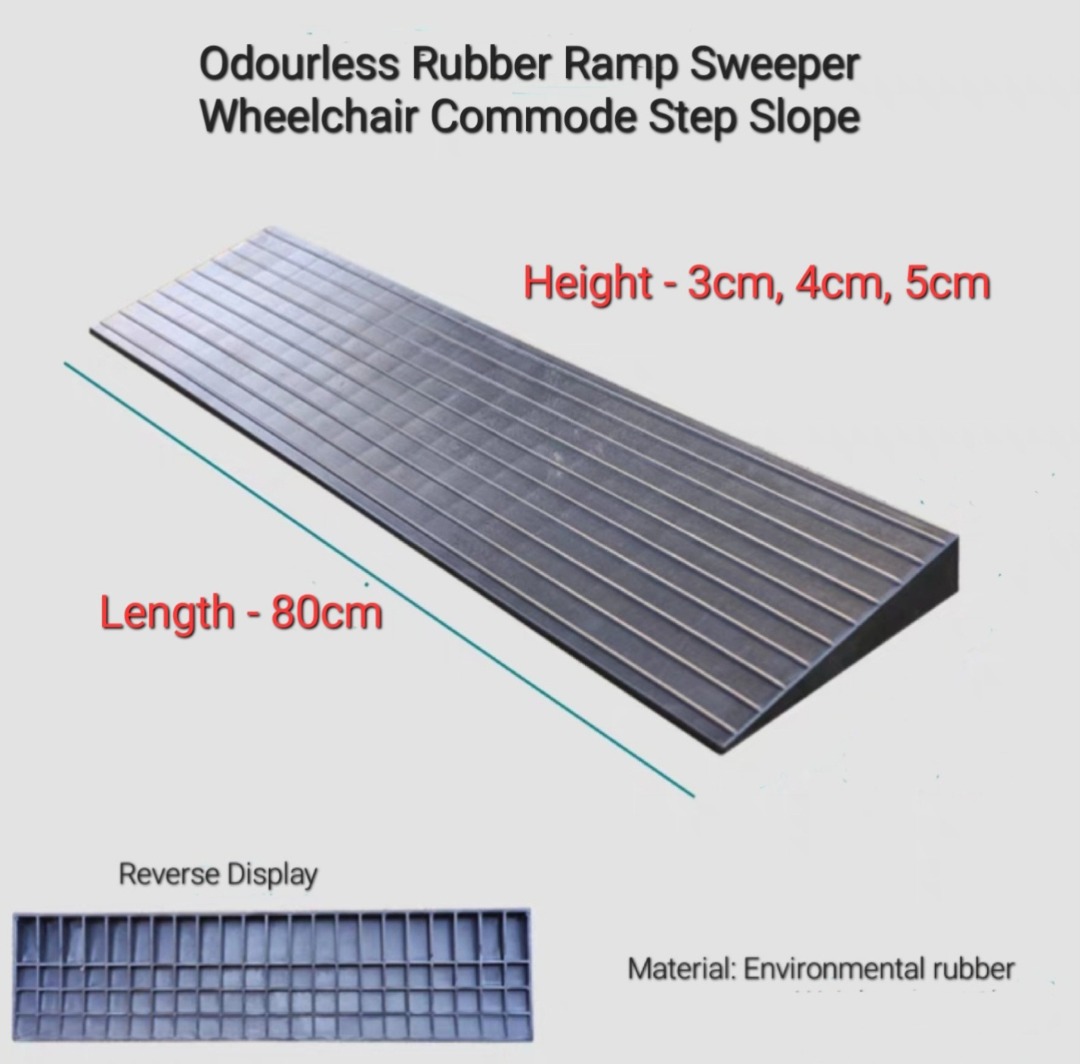 80cm Long Rubber Ramp Wheelchair Commode Kerb HDB Toilets Main Door ...