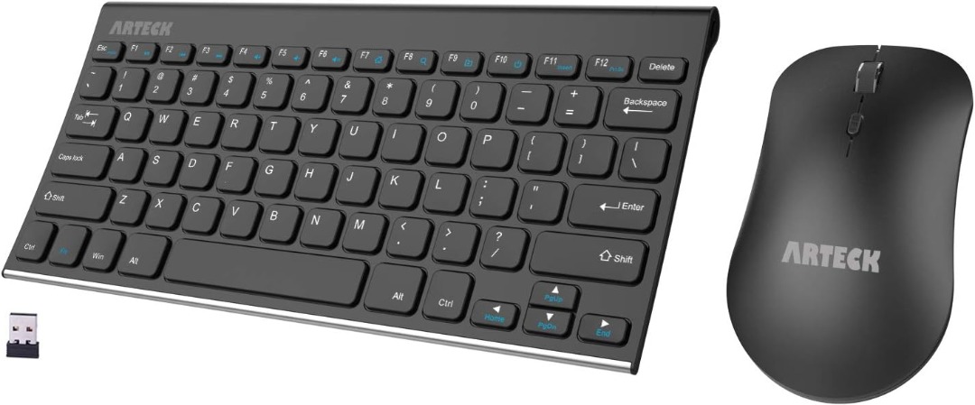 Arteck 2.4G Wireless Keyboard and Mouse Combo Ultra Compact Slim ...