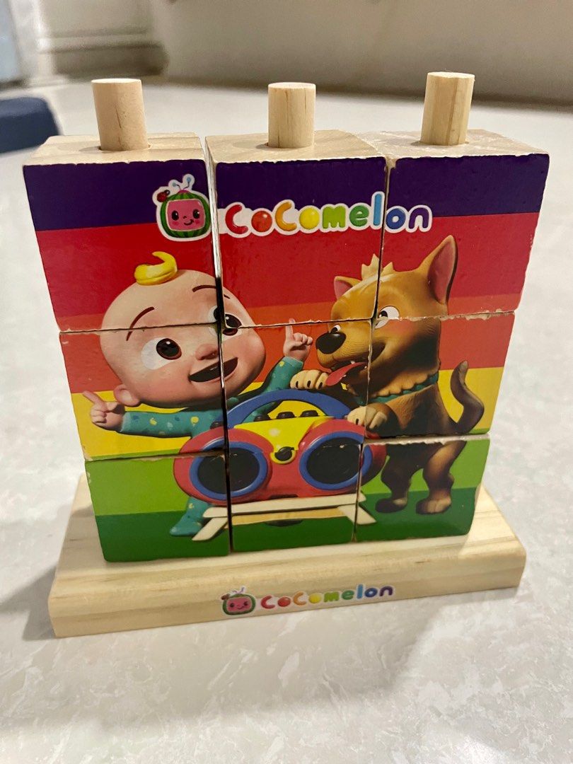 Cocomelon stacking blocks (9 cubes, 4 pictures), Hobbies & Toys, Toys & Games on Carousell