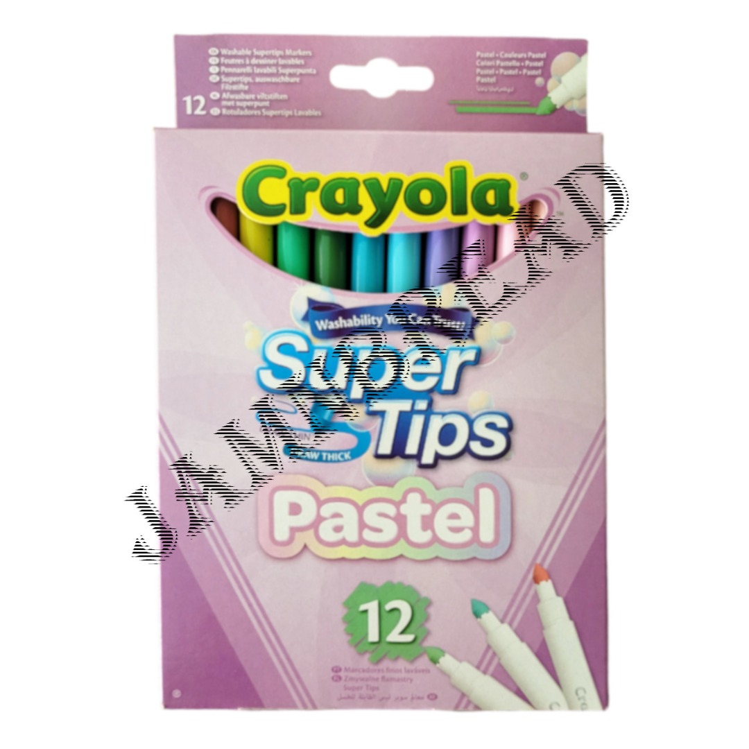 CRAYOLA Pastel SuperTips Washable Markers (12 Assorted Colour), Hobbies ...