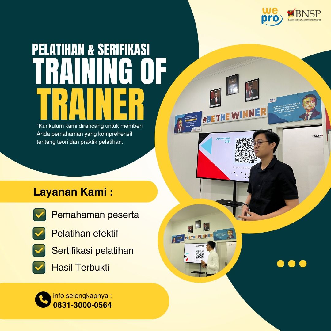 FASILITAS LENGKAP, WA 0831-3000-0564, Info Training Of Trainer BNSP Madiun Wepro, Serba Serbi ...