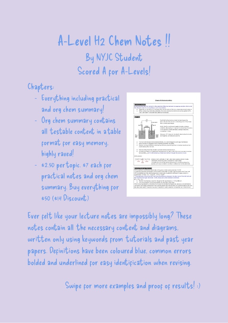H2 Chem ALevel Notes (Incl Practical) by NYJC Student (Scored A for ...
