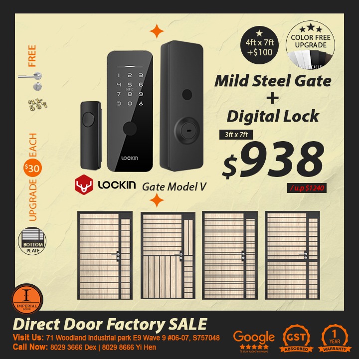 HDB Gate with Digital Lock, Bto gate, Digital Lock , Bundle OFFER 3x7FT ...