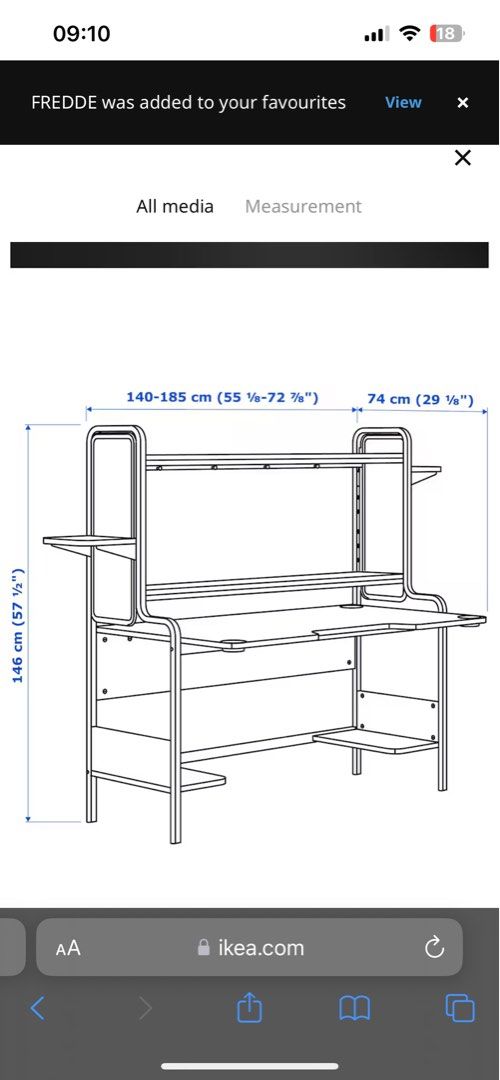 ikea fredde dimensions