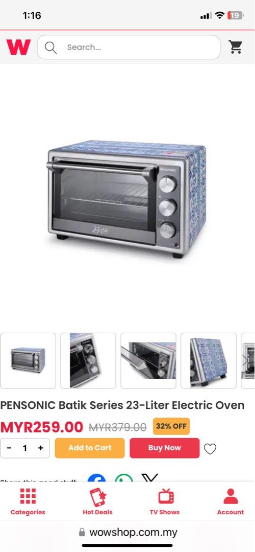 Pensonic batik series oven, TV & Home Appliances, Kitchen Appliances, Ovens & Toasters on Carousell