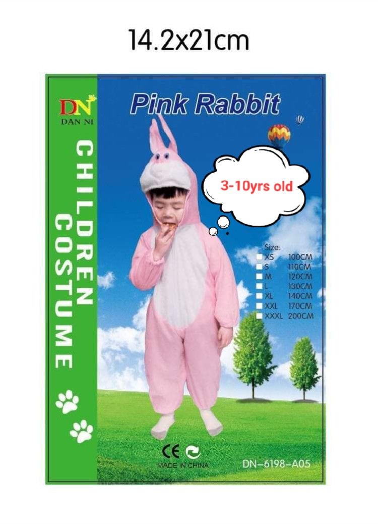 Pink Rabbit Costume For Kids Age : 3-10yrs old Size : S/M/L/XL, Babies ...