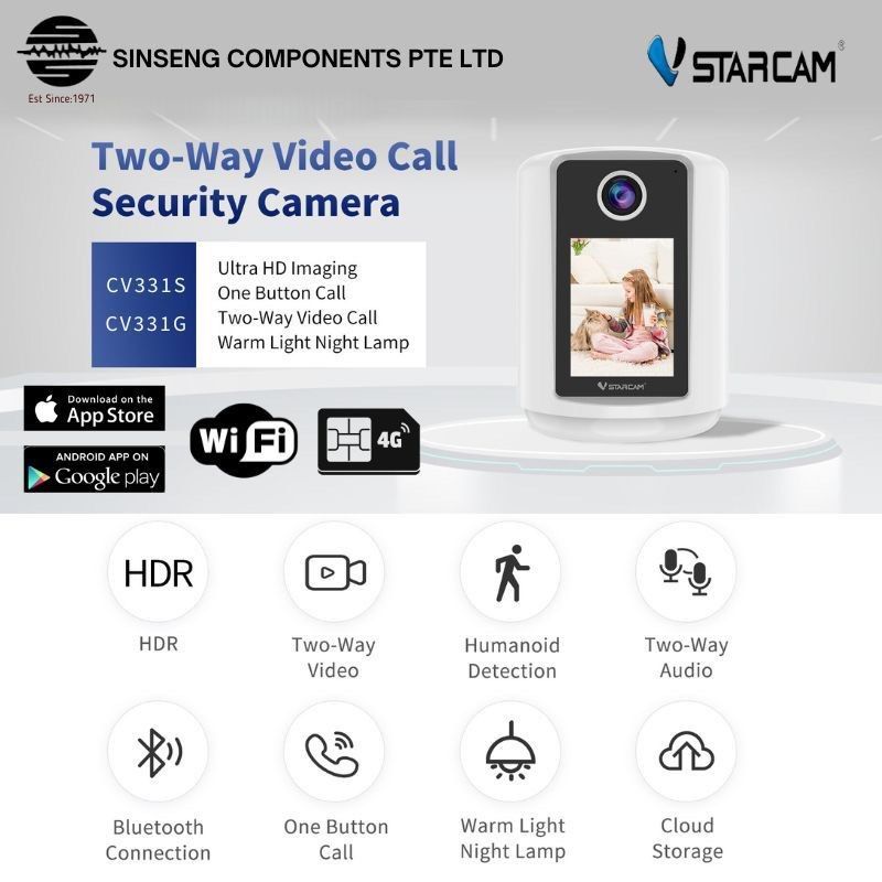 VStarcam Portable Battery Wifi | 4G Sim Card Baby Monitor with Two-Way Video Intercom Screen ...