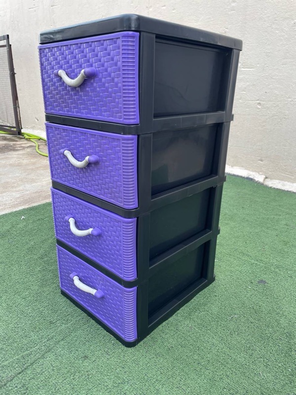 YA65R Laci Plastik 4 Tier Plastic Drawer Purple, Furniture & Home ...