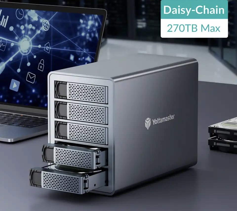 Yottamaster 5 Bay 2.5"/3.5"inch SATA HDD SSD External Case Type C Hard ...