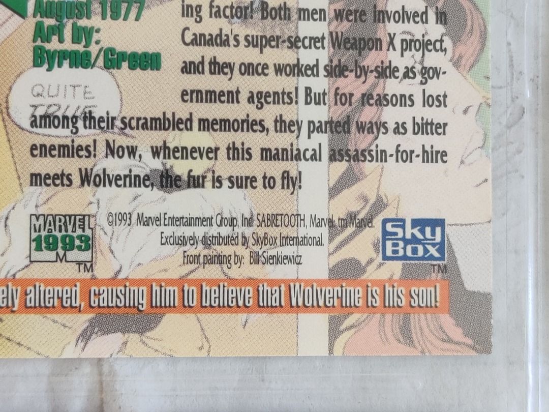 1993 SkyBox Marvel Masterpieces Sabretooth, Hobbies & Toys, Memorabilia ...