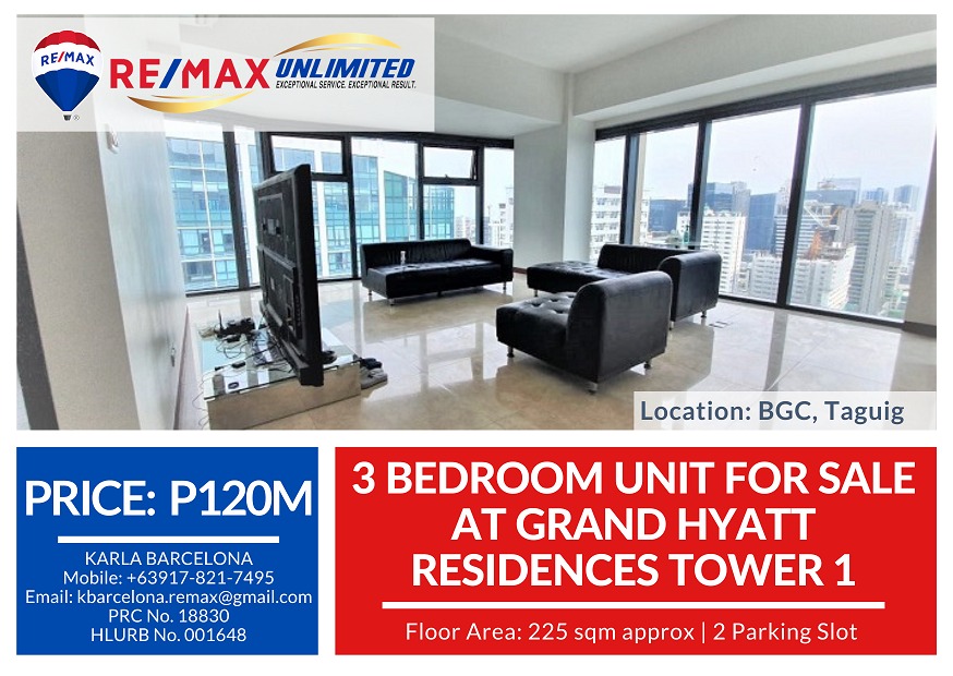 3 Bedroom Unit For Sale at Grand Hyatt Residences Tower 1, Property ...