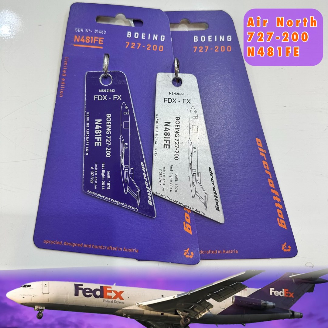 Aircrafttag FedEx 727 行李牌 鎖匙扣, 興趣及遊戲, 旅行, 旅遊 - 旅行必需品及用品 - Carousell