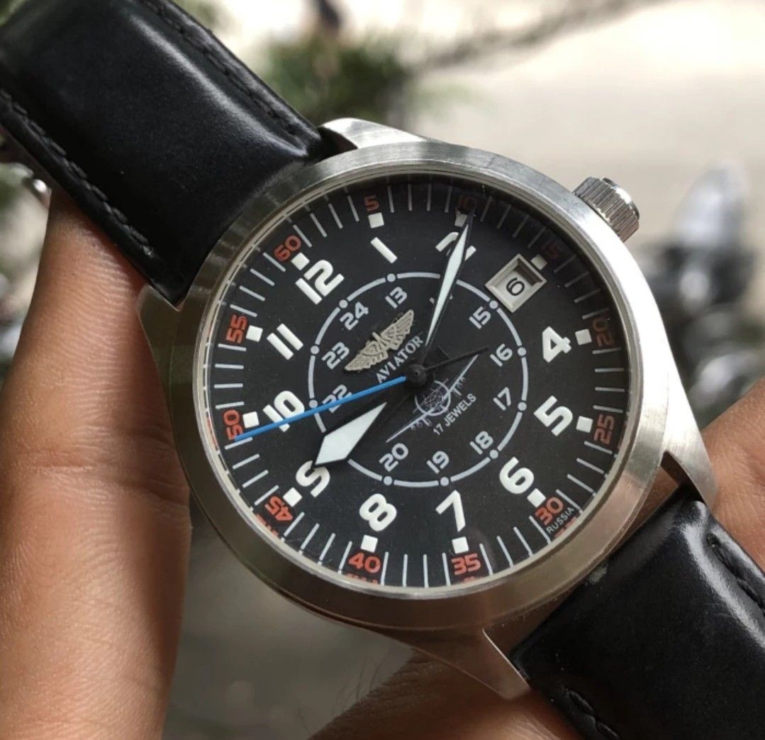 Aviator pilot watch ORI, Fesyen Pria, Jam Tangan di Carousell