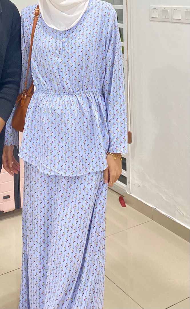 Baju raya Baby blue / baju kurung biru / baju peplum / baju raya biru ...