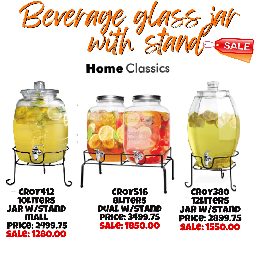 Beverage Glass Jars, Juice dispenser for party and event setup Lemonade ...