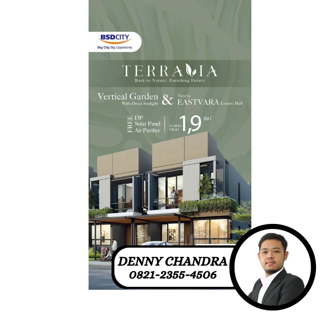 Dijual rumah Terravia BSD city dari sinarmasland row jalan lebar ...