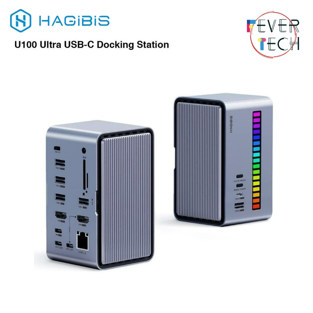 HAGIBIS U100 Ultra USB-C Docking Station: Integrated Dock, RGB LED ...