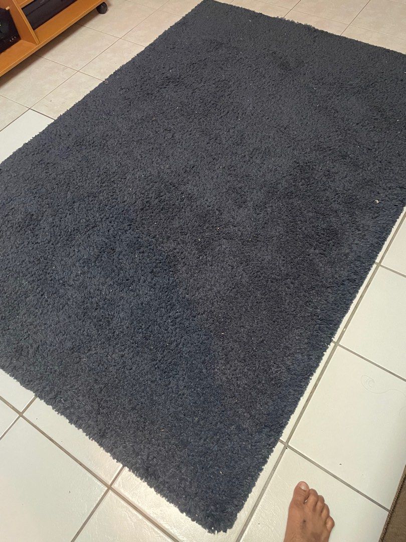 IKEA ADUM high pile rug - DARK BLUE ( 133cmx 195 cm), Furniture & Home ...