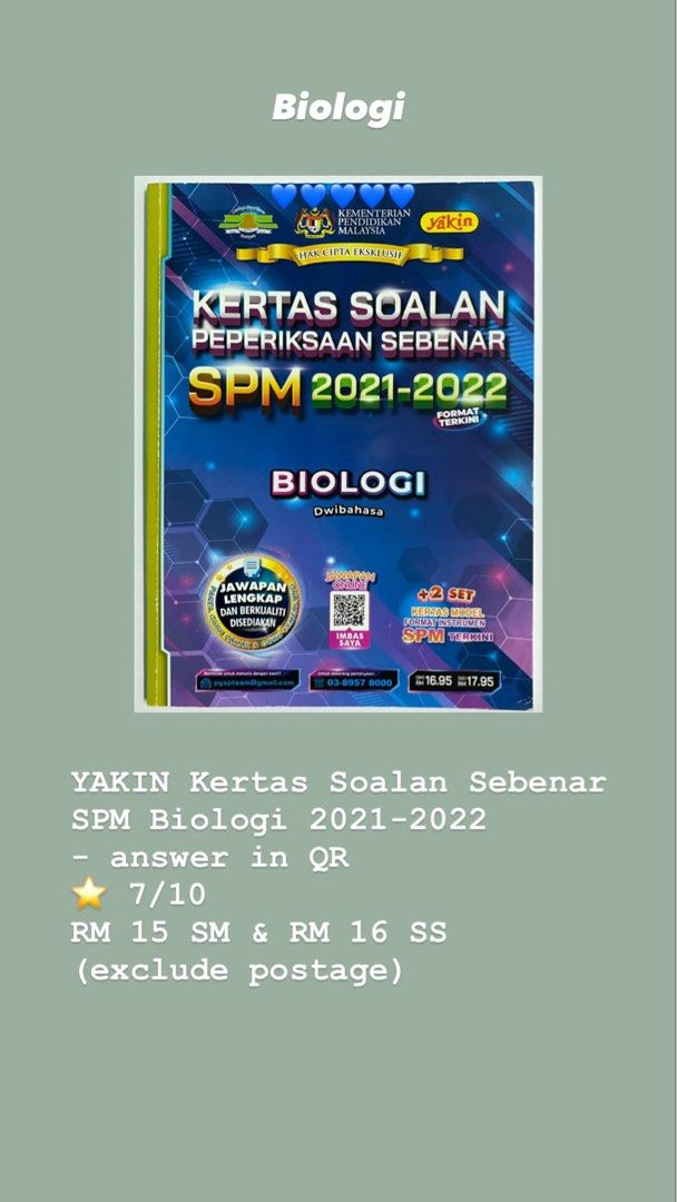 Kertas Soalan Peperiksaan Sebenar SPM 2021-2022, Hobbies & Toys, Books ...