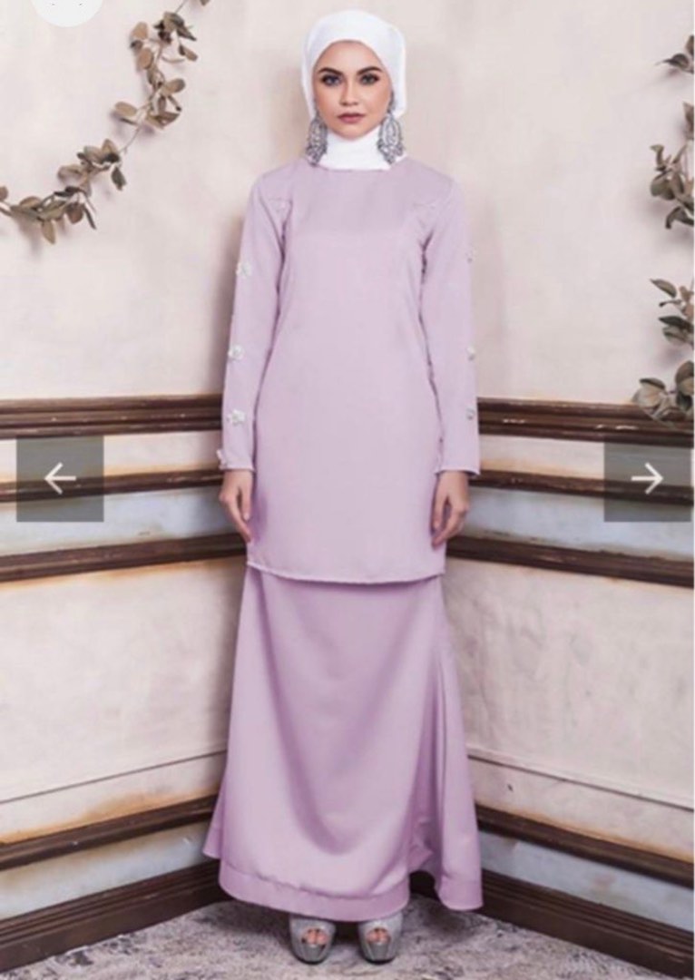 Losravelda purple kain kepuk baju kurung, Women's Fashion, Muslimah ...