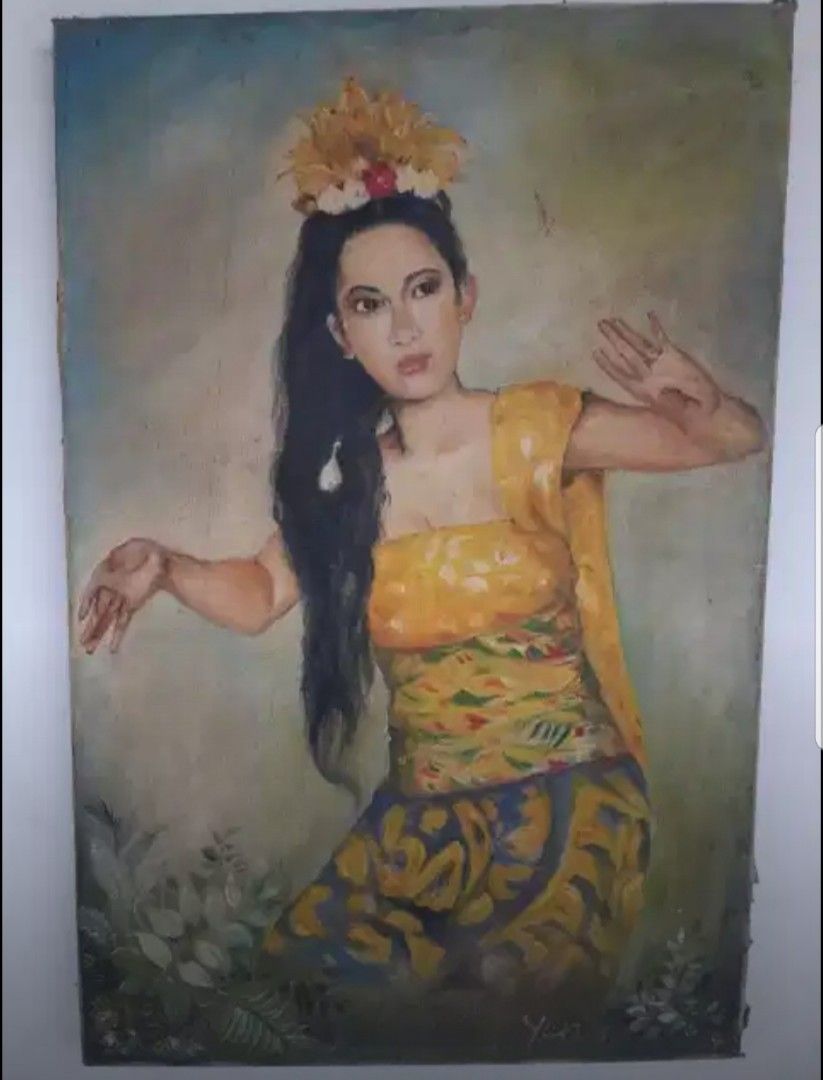 Lukisan gadis bali antik, Antik, Pajangan di Carousell