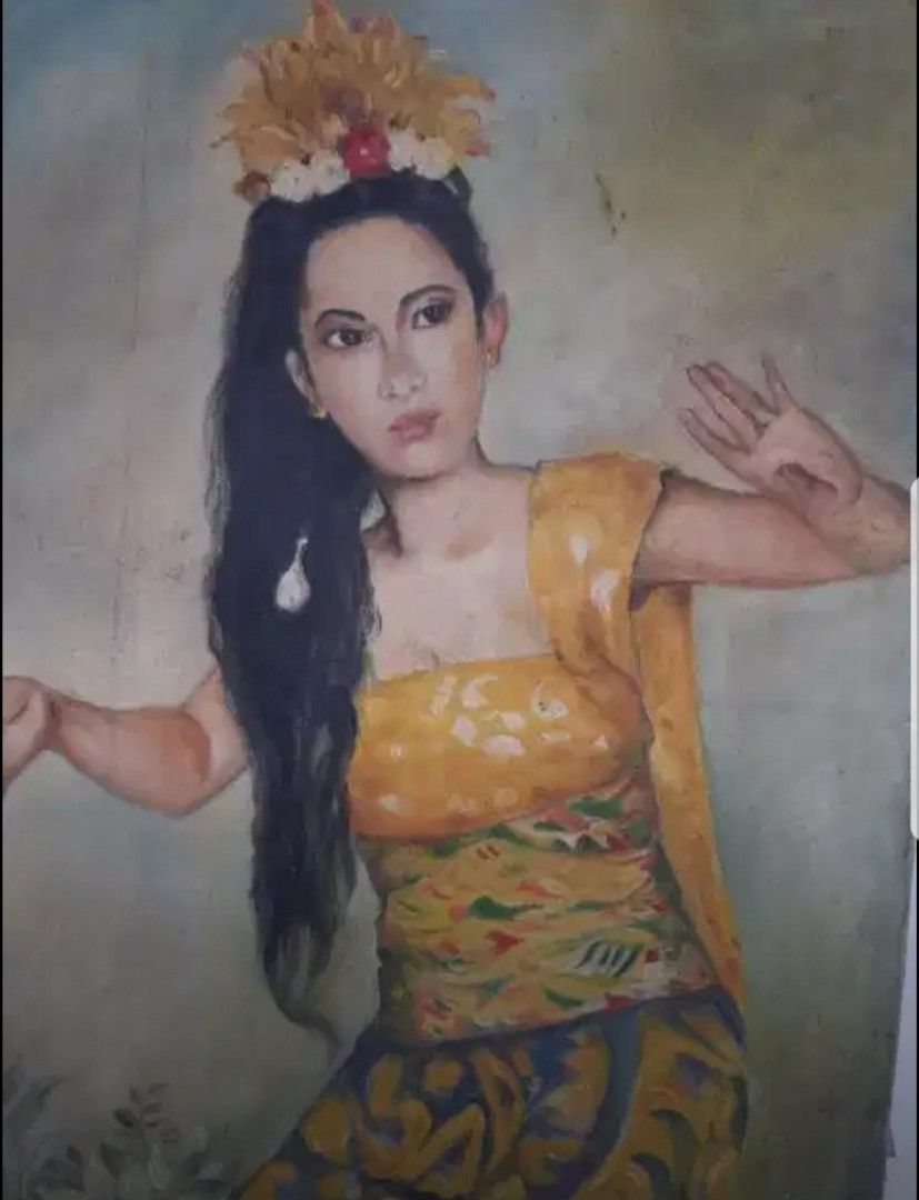 Lukisan gadis bali antik, Antik, Pajangan di Carousell