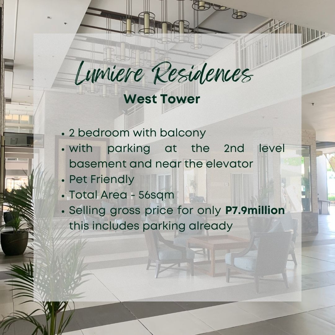 DMCI Lumiere Residences 56 sqm with Parking RFO, Property, For Sale ...