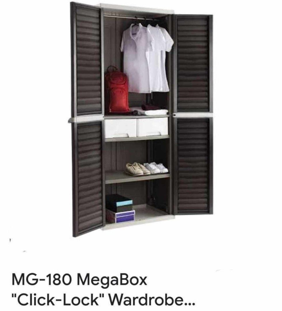 MG-180 MegaBox "Click-Lock" Wardrobe with Drawers, Furniture & Home ...