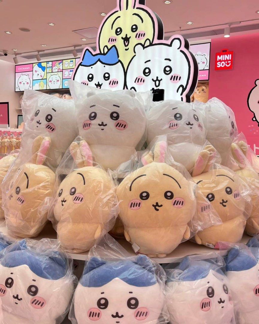 PREORDER Chiikawa Miniso Standing Plush Chiikawa Hachiware Usagi Momonga 52cm Big Plush, Hobbies ...