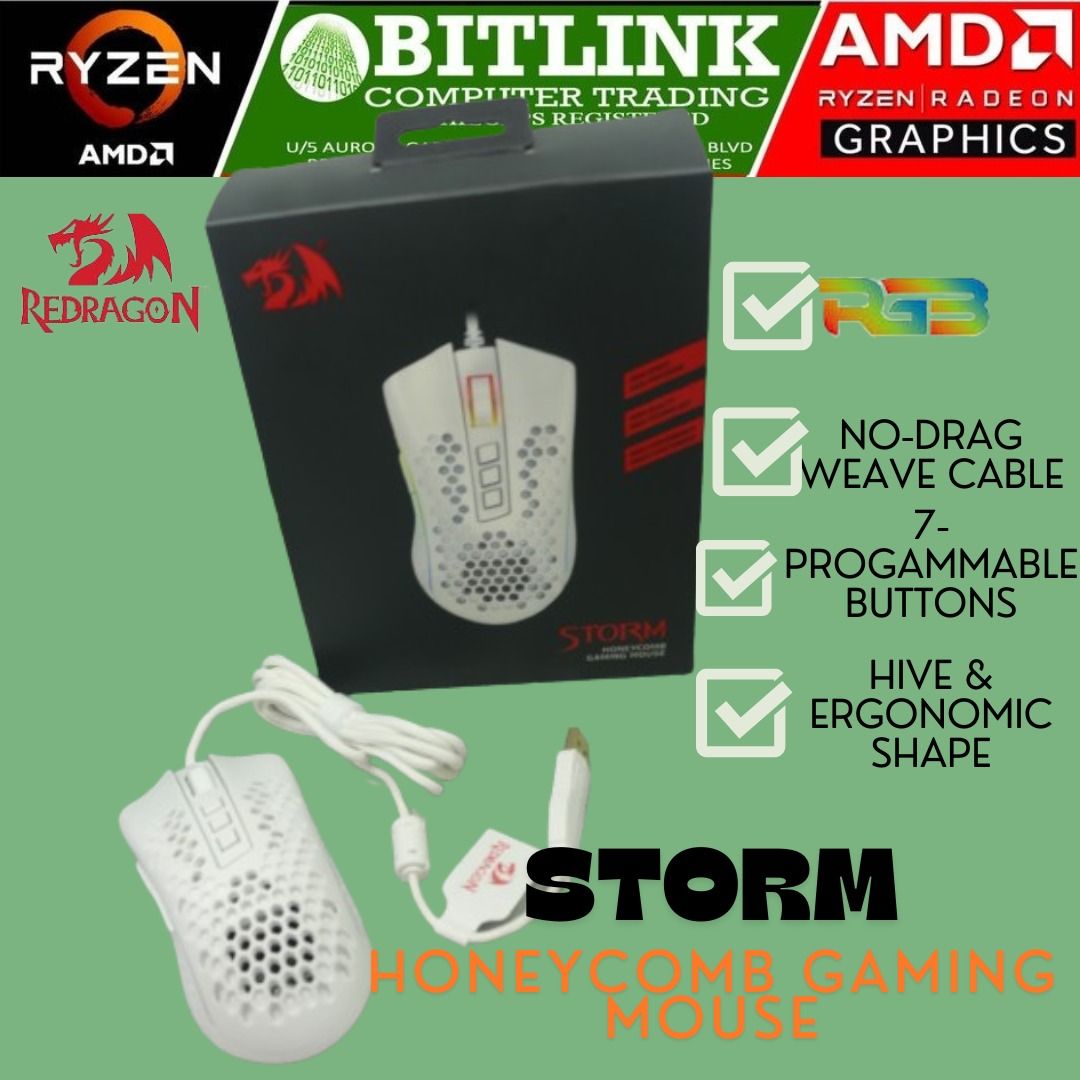 REDRAGON STORM HONEYCOMB GAMING MOUSE RGB, Computers & Tech, Parts ...