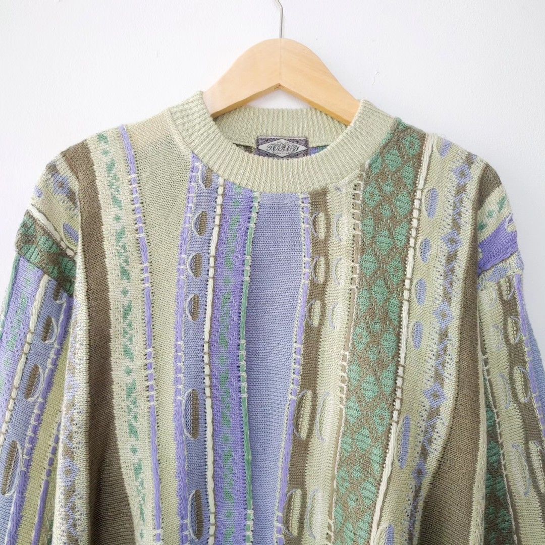 Toroy Vintage Bright Look a Like Coogi, Fesyen Pria, Pakaian , Atasan di Carousell