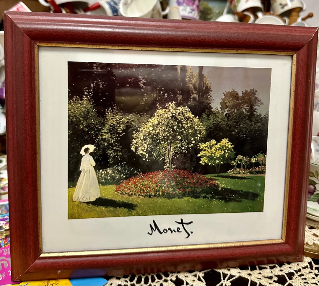 Vintage Art Print Frame Monet “ Women in a garden “, Furniture & Home ...