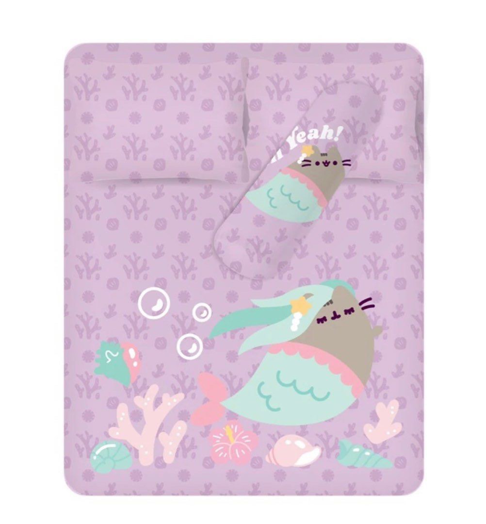 Watsons x Pusheen Queen Sized Bedsheets, 2 Pillowcases & Bolster Case ...