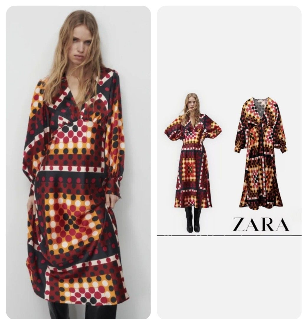 Zara Boho rare geometric×retro multi color printed dress, Women's ...