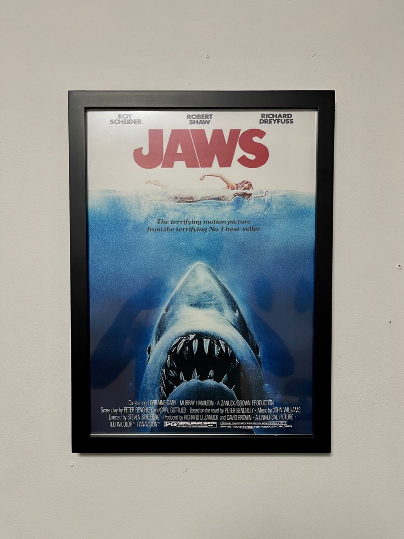 🔥 Jaws A3 Movie Poster Frame, Furniture & Home Living, Home Decor ...