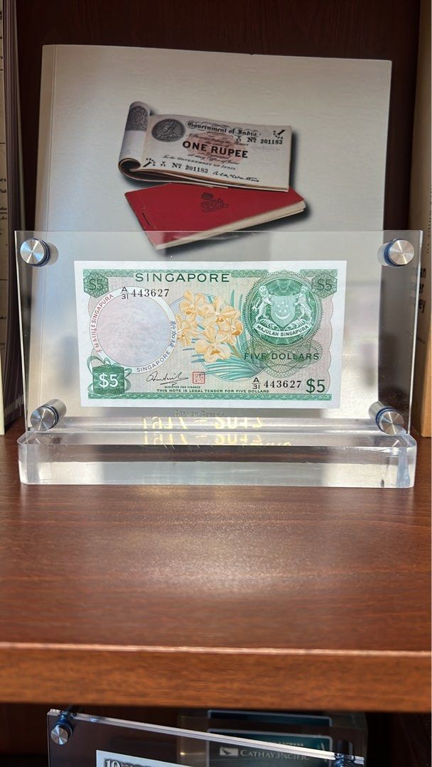 Acrylic display for banknotes including orchid $5 note, Hobbies & Toys ...