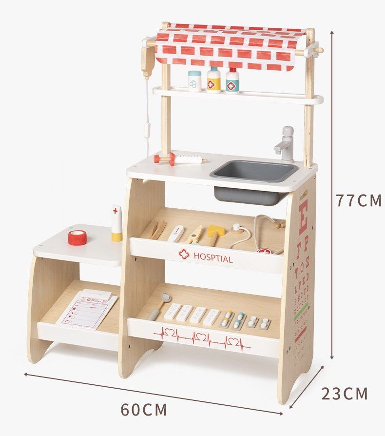 BNIB Pretend Play Wooden Doctor Set Mini Hospital Play Pretend Toy Set ...