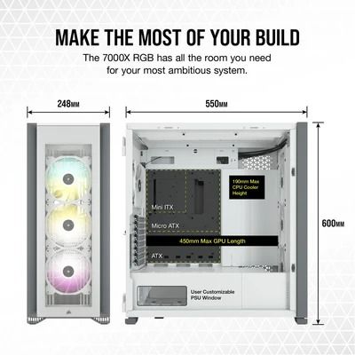 CORSAIR ICUE 7000X RGB TEMPERED GLASS FULL-TOWER ATX PC CASE (WHITE ...