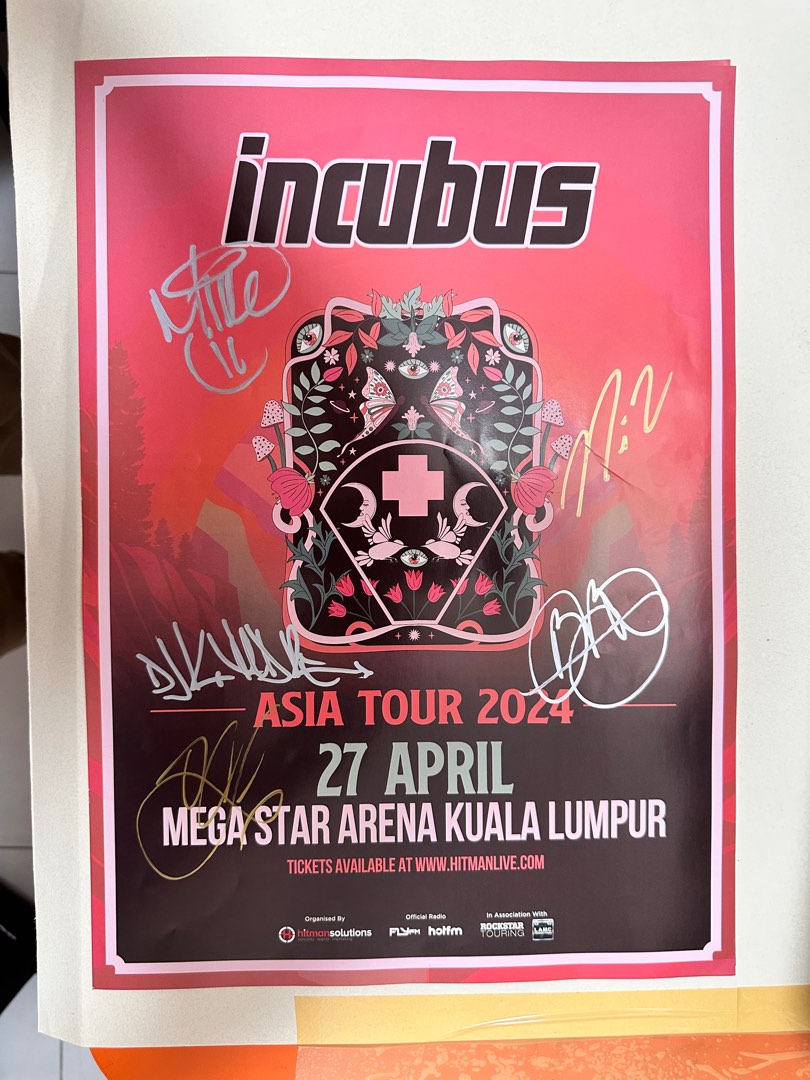 Incubus KL Tour 2024 Limited Edition Autographed Poster, Hobbies & Toys ...