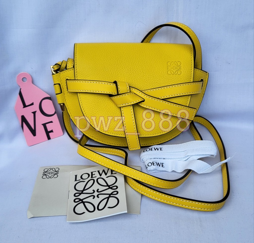 LOEWE Gate Yellow Grain Leather Crossbody Sling Bag, Luxury, Bags ...
