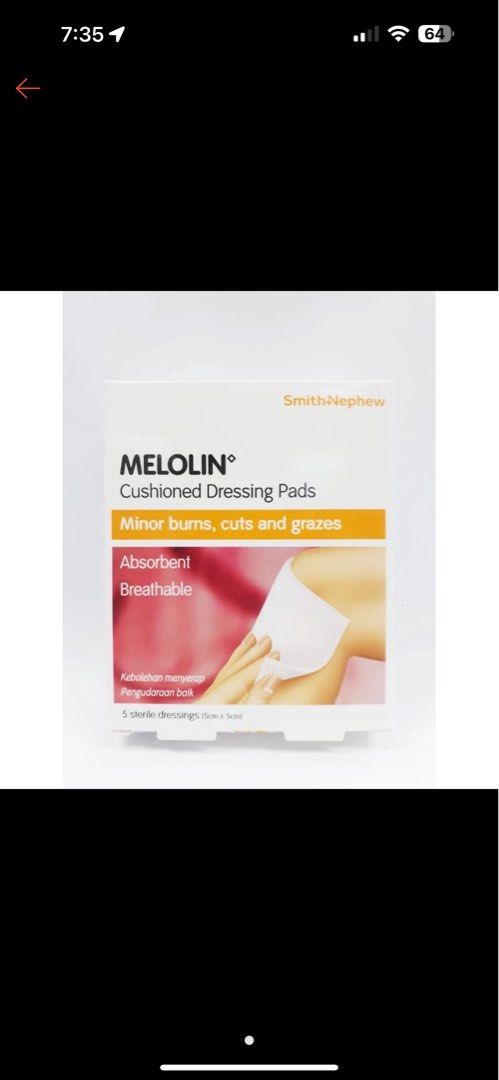 Melolin Cushioned Dressing, Health & Nutrition, Medical Supplies ...