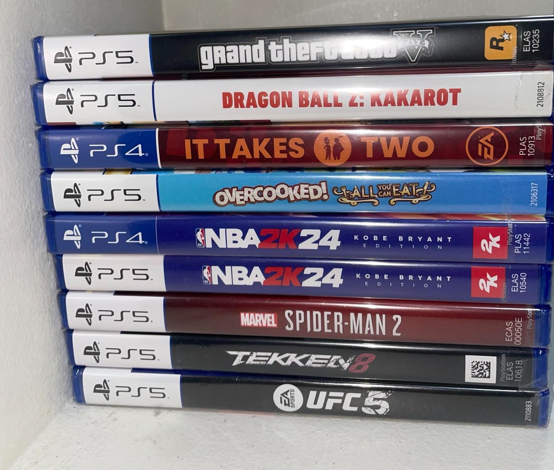NBA 2K24, UFC 5, Tekken 8, It takes two, overcooked,spiderman 2, Gta V ...
