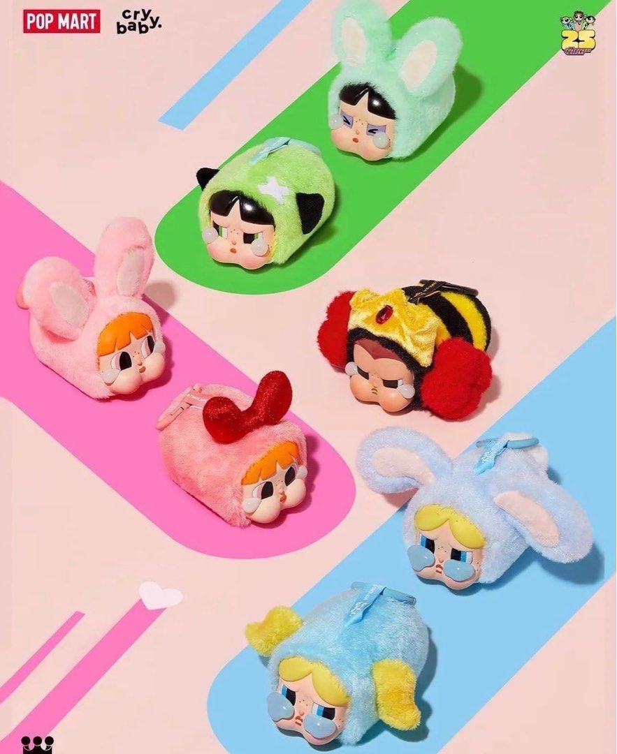[PO] Authentic Popmart crybaby powerpuff girls PPG vinyl face plush ...