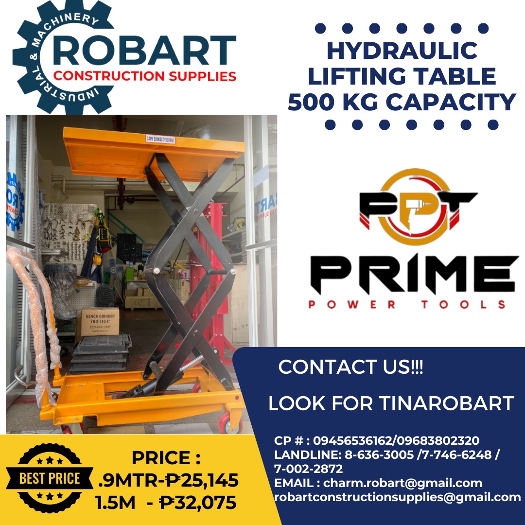 Prime Hydraulic Lifting Table 500kg, Commercial & Industrial ...