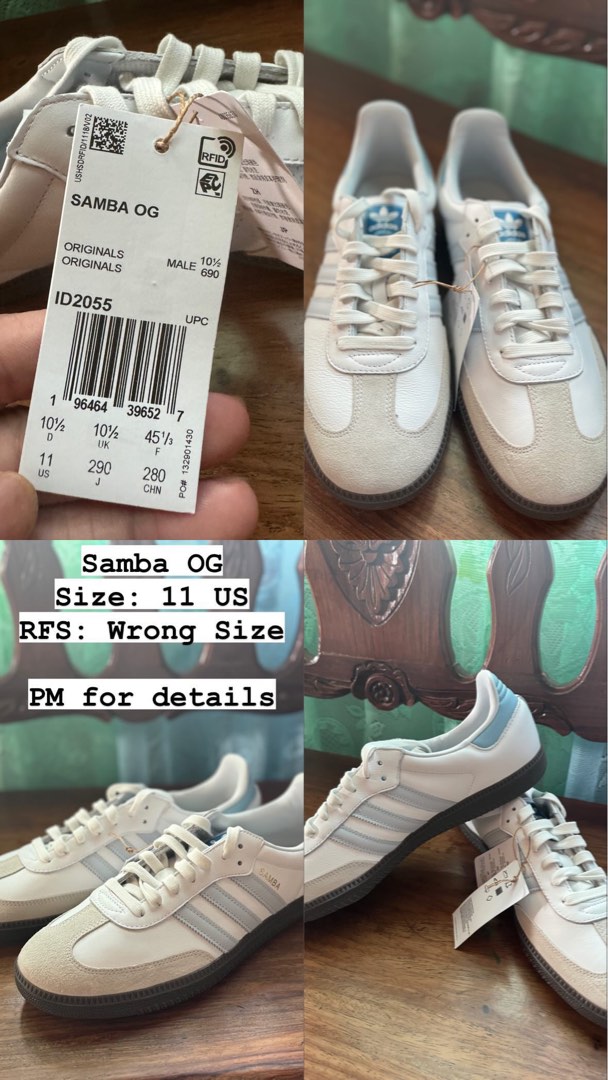 Samba OG white Blue, Men's Fashion, Footwear, Sneakers on Carousell