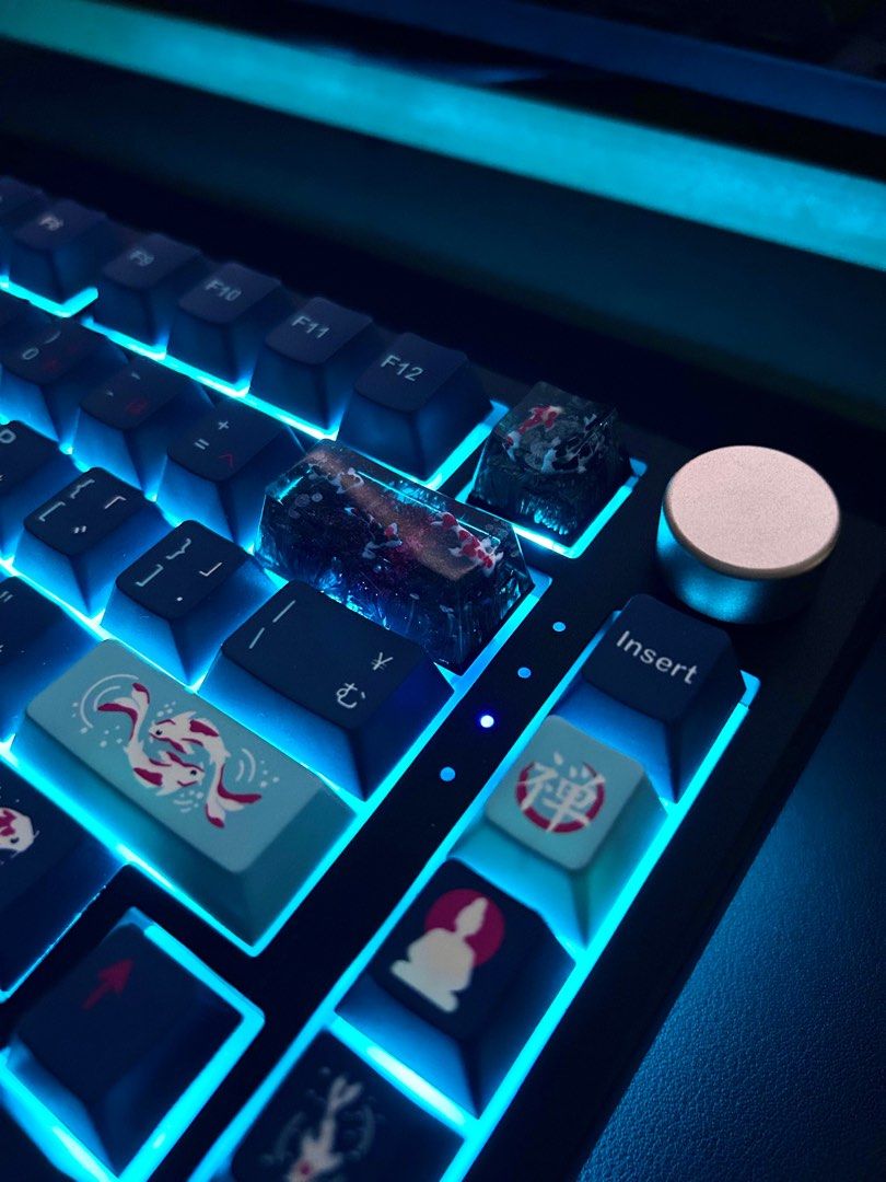 75% Custom Mechanical Keyboard (Koi Keycaps + Artisan Koi keycaps) - Fully modded - Tri mode ...