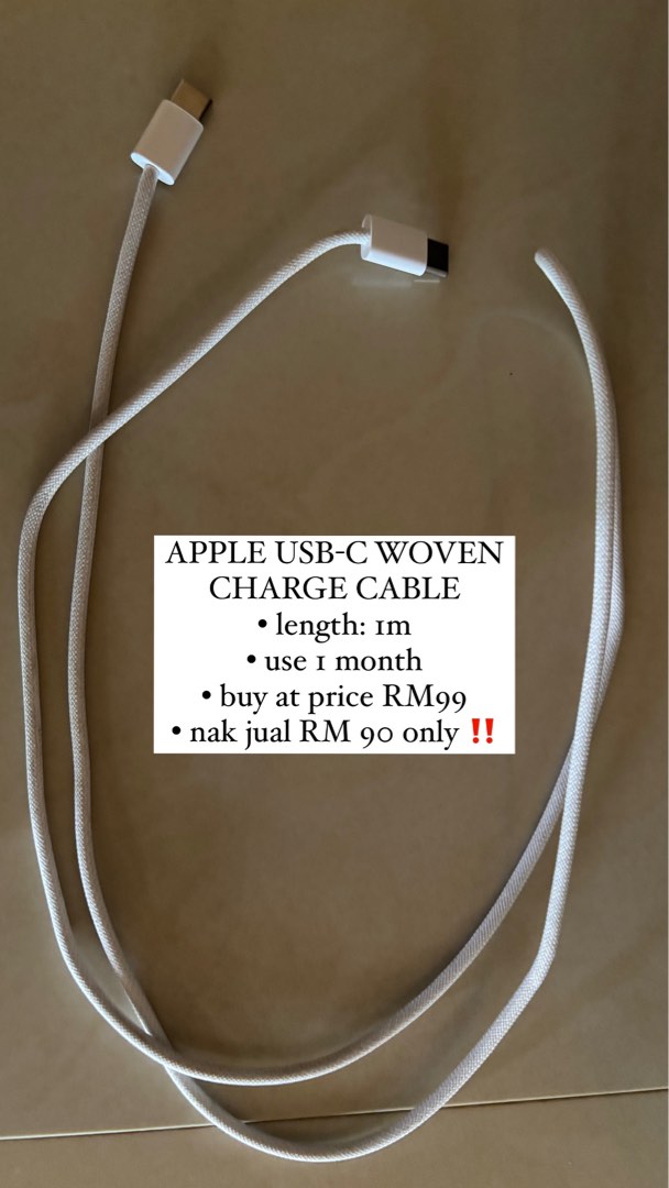 APPLE CABLE TYPE C (ORI), Computers & Tech, Parts & Accessories, Cables ...