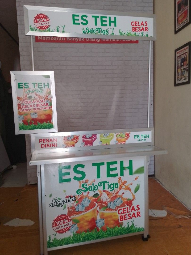Booth Portable Meja Lipat Es Teh Berstiker Ukuran 100x60 dilengkapi ...